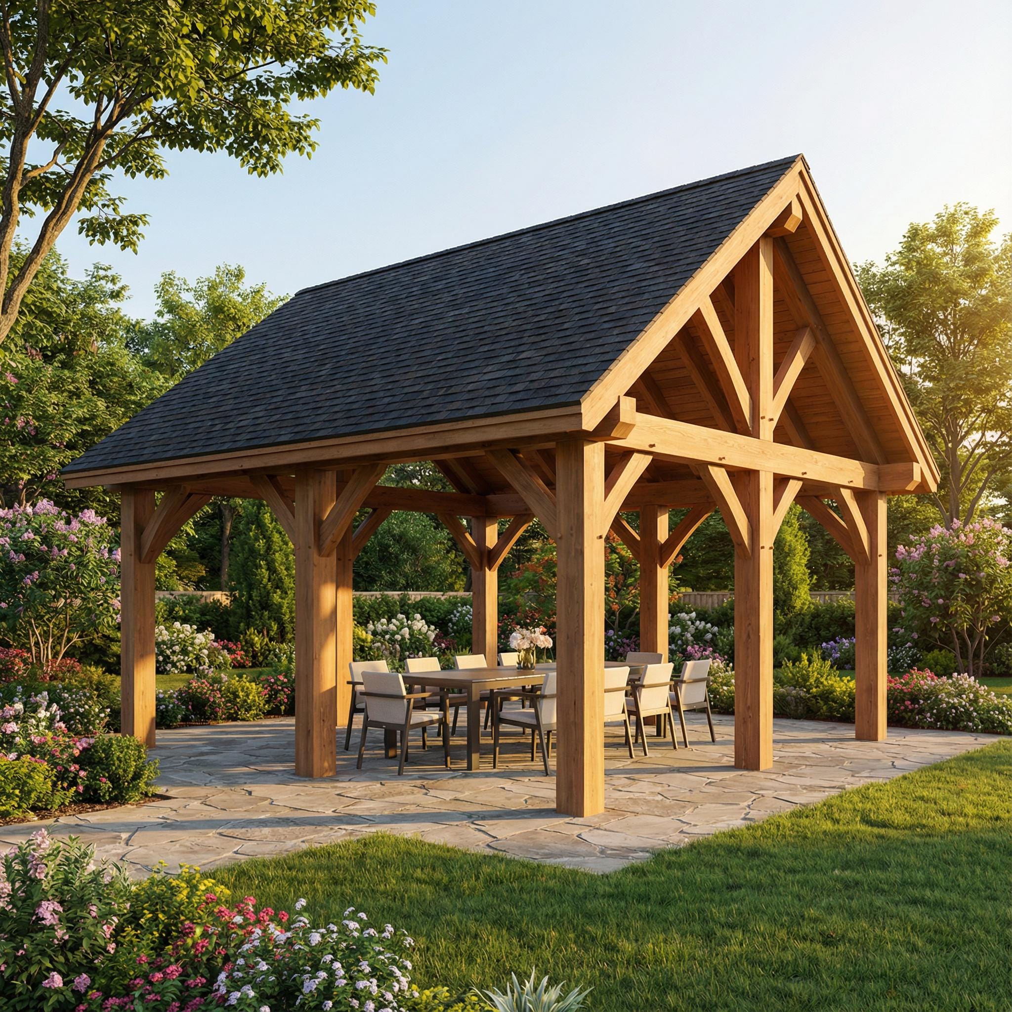 20x24 Gable Roof Pavilion Plans, DIY Blueprint (PDF) | Cut List ...