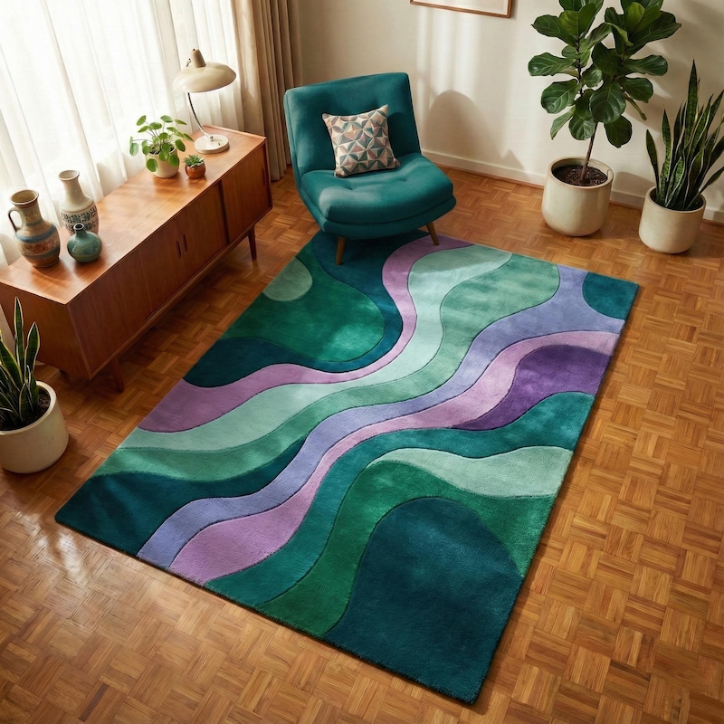 Purple Green Area Rug - Etsy