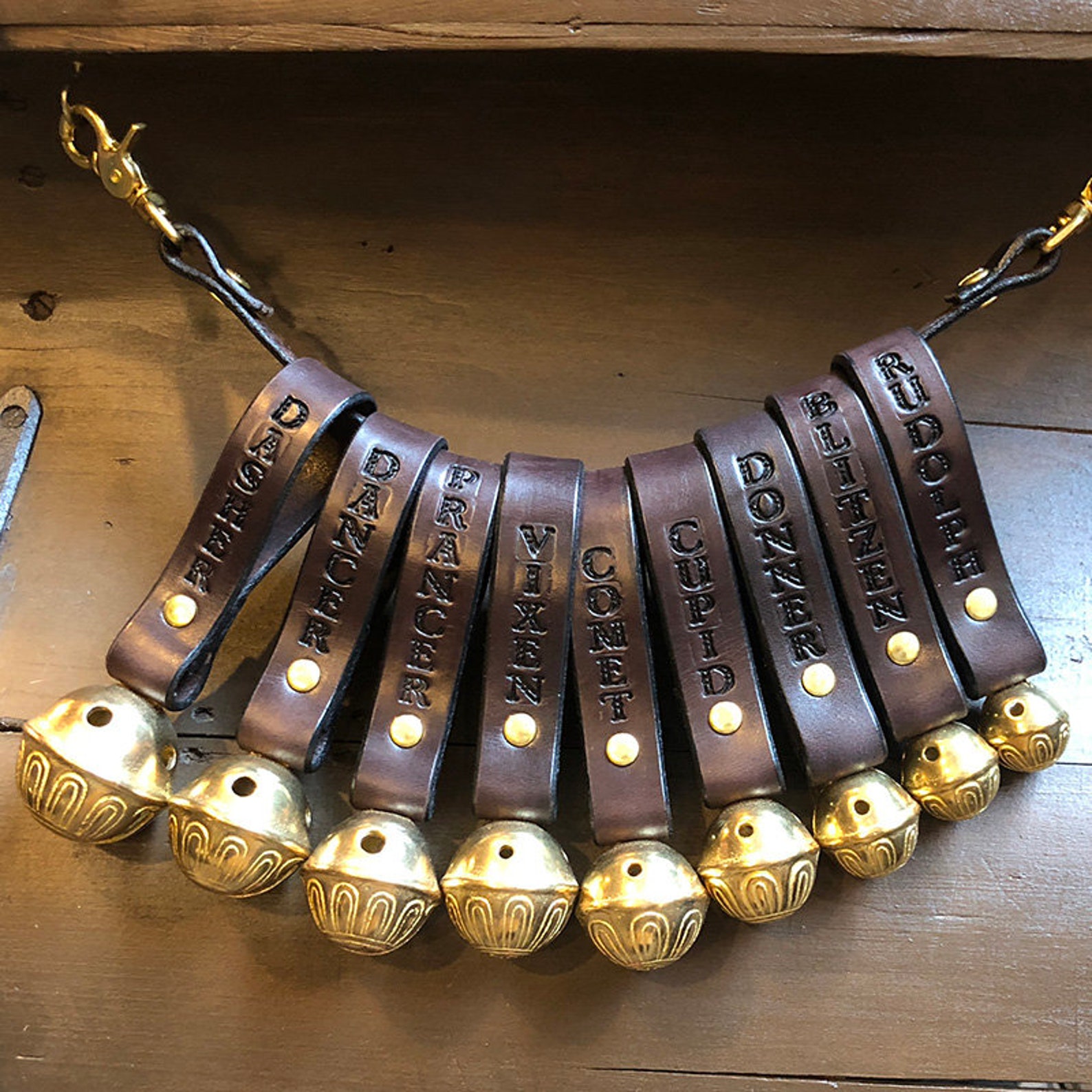 Santa Reindeer Calling Bells (havana Brown W/brass Bells) Jingle ...