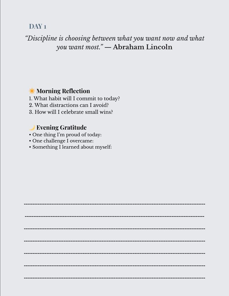 30-day Self-discipline Journal Printable - Etsy