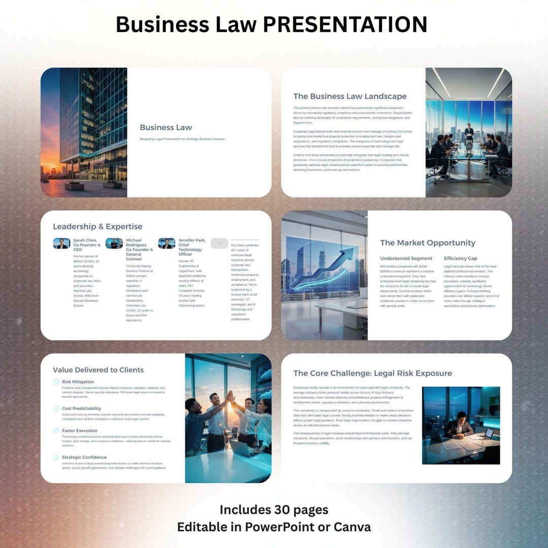 Business Law Presentation Template | Corporate Legal Strategy Pitch ...