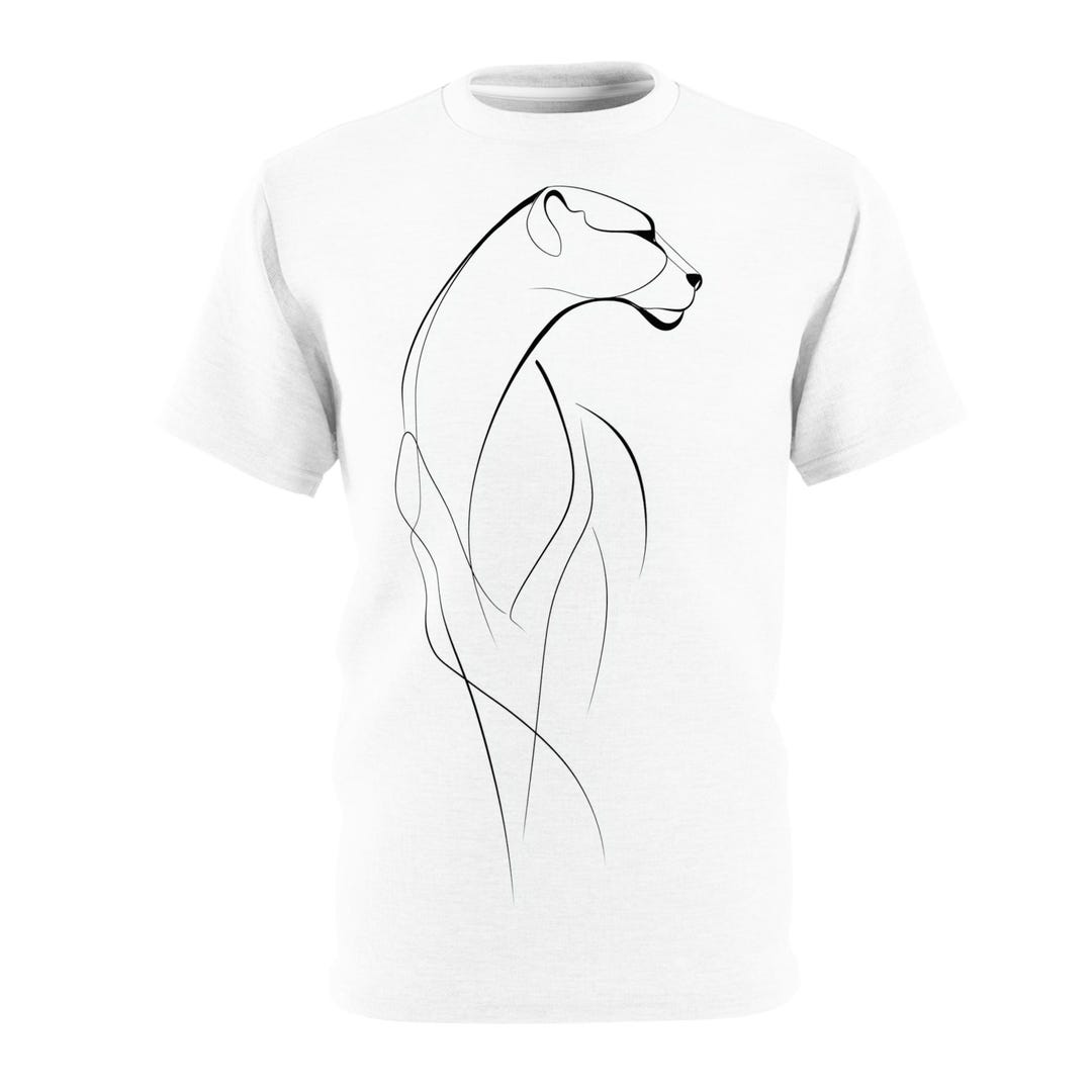 Minimal Cheetah Line Art Unisex T Shirt, Safari Wildlife Graphic All ...