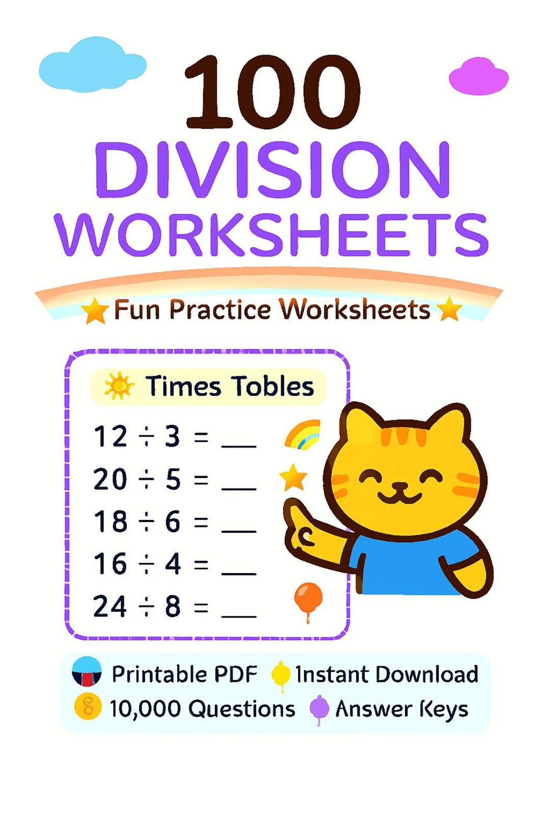 100 Printable Division Math Worksheets for Kids | Grade 1 to 5 ...