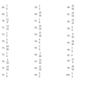 100 Fractions Addition and Subtraction Math Worksheet | PDF Printable ...