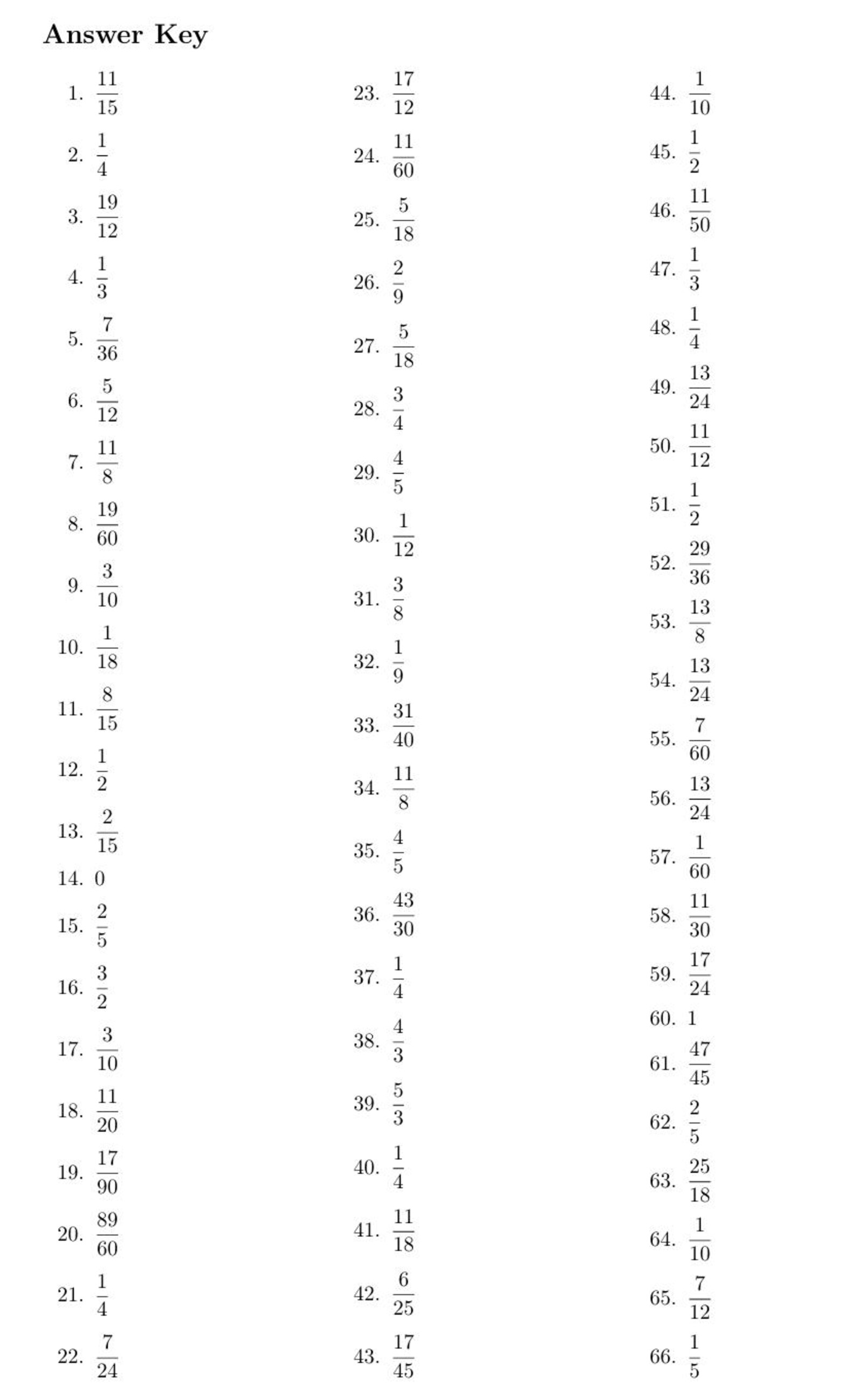 100 Fractions Addition and Subtraction Math Worksheet | PDF Printable ...
