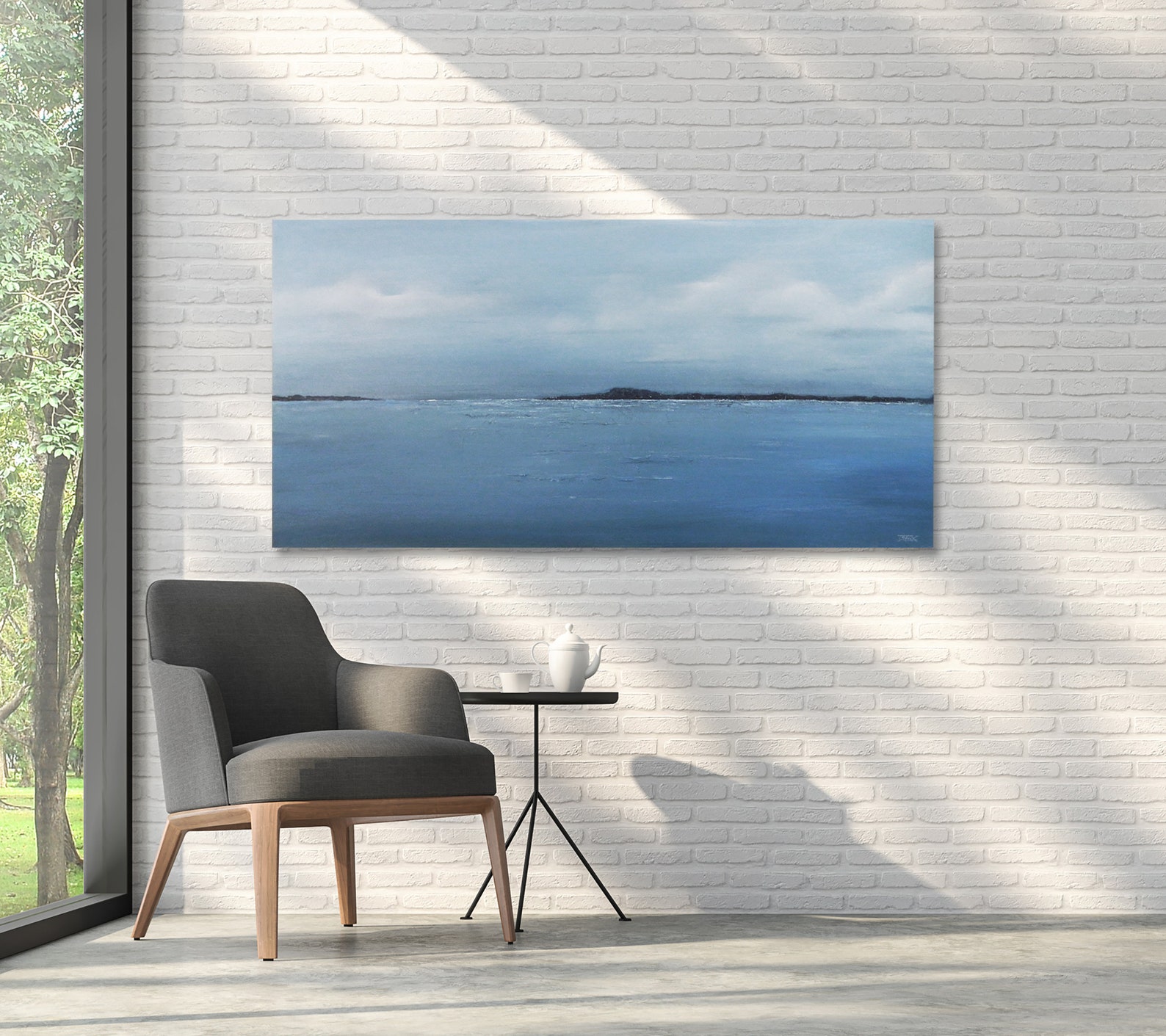Large Ocean / Lake Painting on Stretched Canvas Gallery | Etsy
