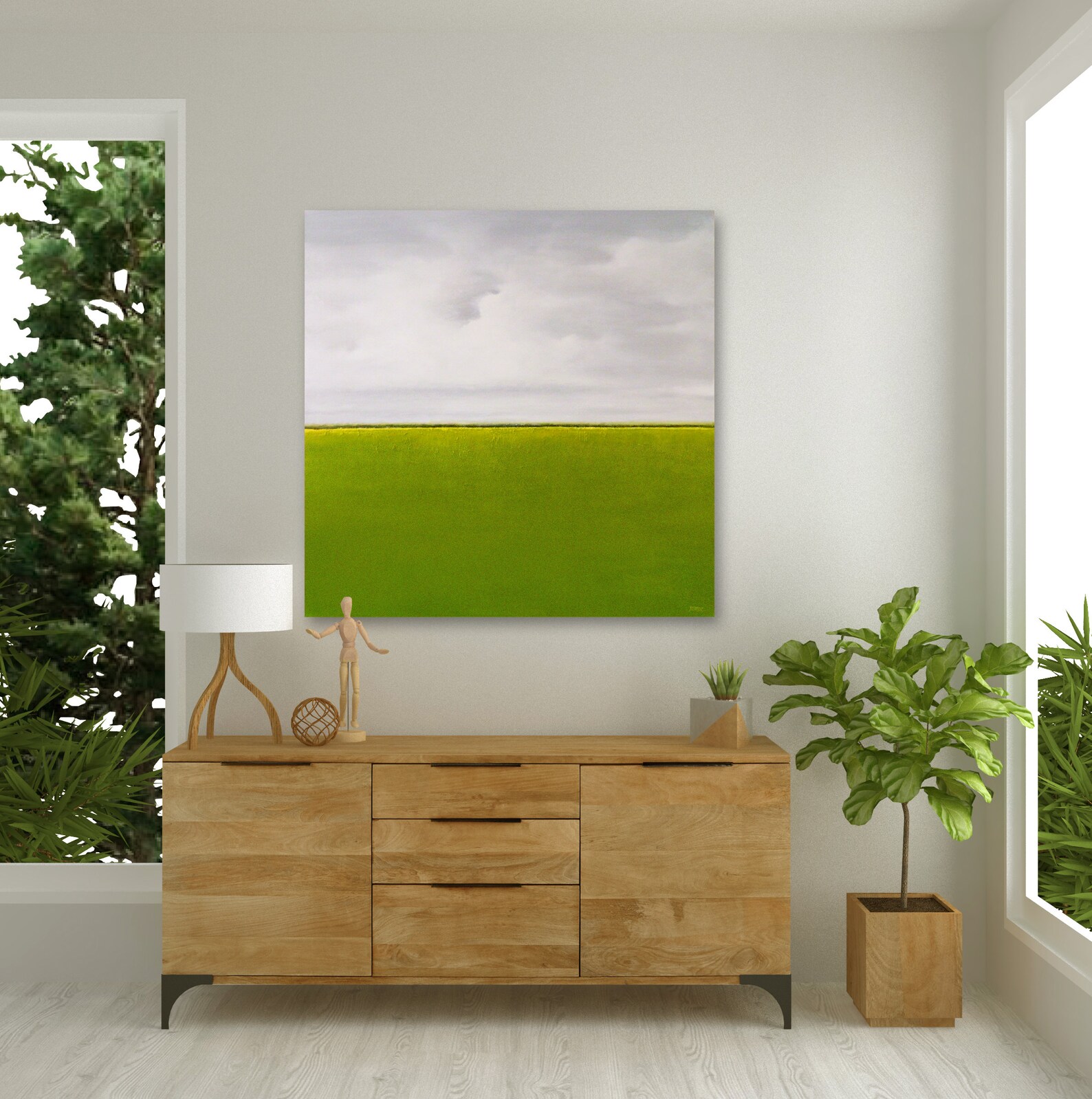 Green Landscape Painting, Original, 1 1/2 Deep Gallery Stretched Canvas ...