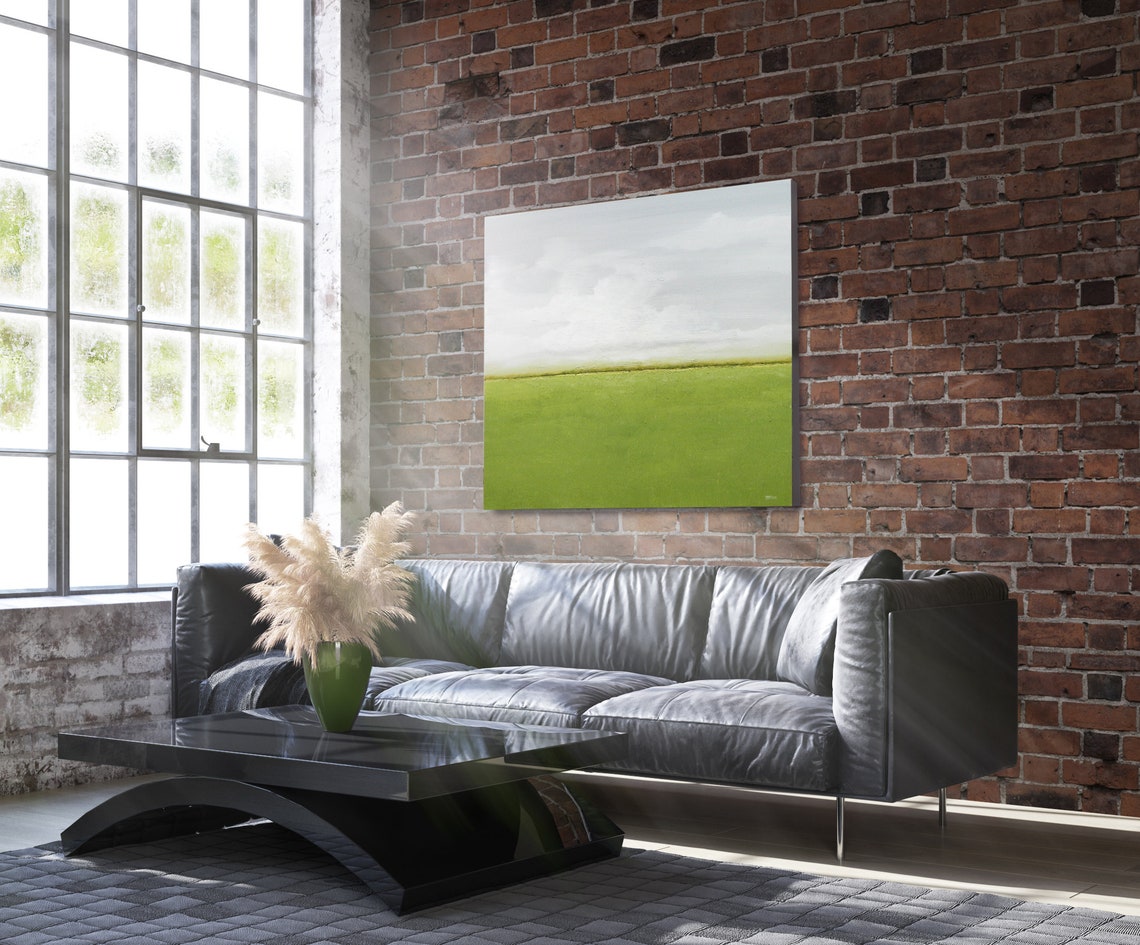 Green Landscape Painting Original 1 1/2 deep gallery | Etsy