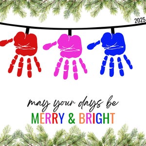 Christmas Lights Handprint Printable • “merry & Bright” Keepsake ...