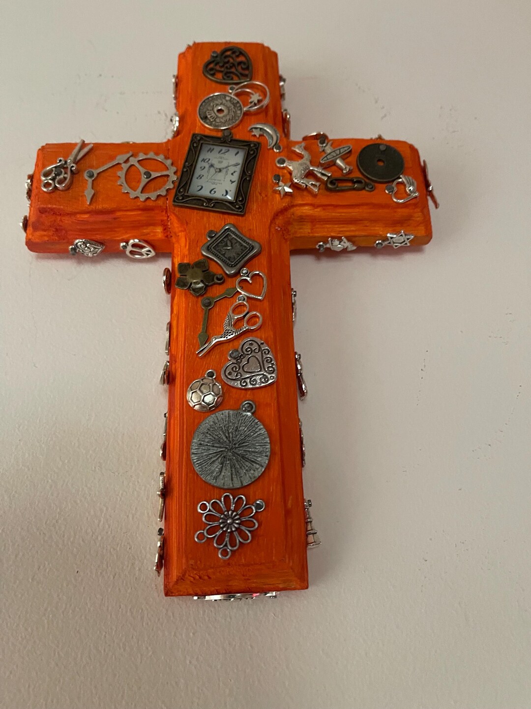 Orange Wood Charmed Cross - Etsy