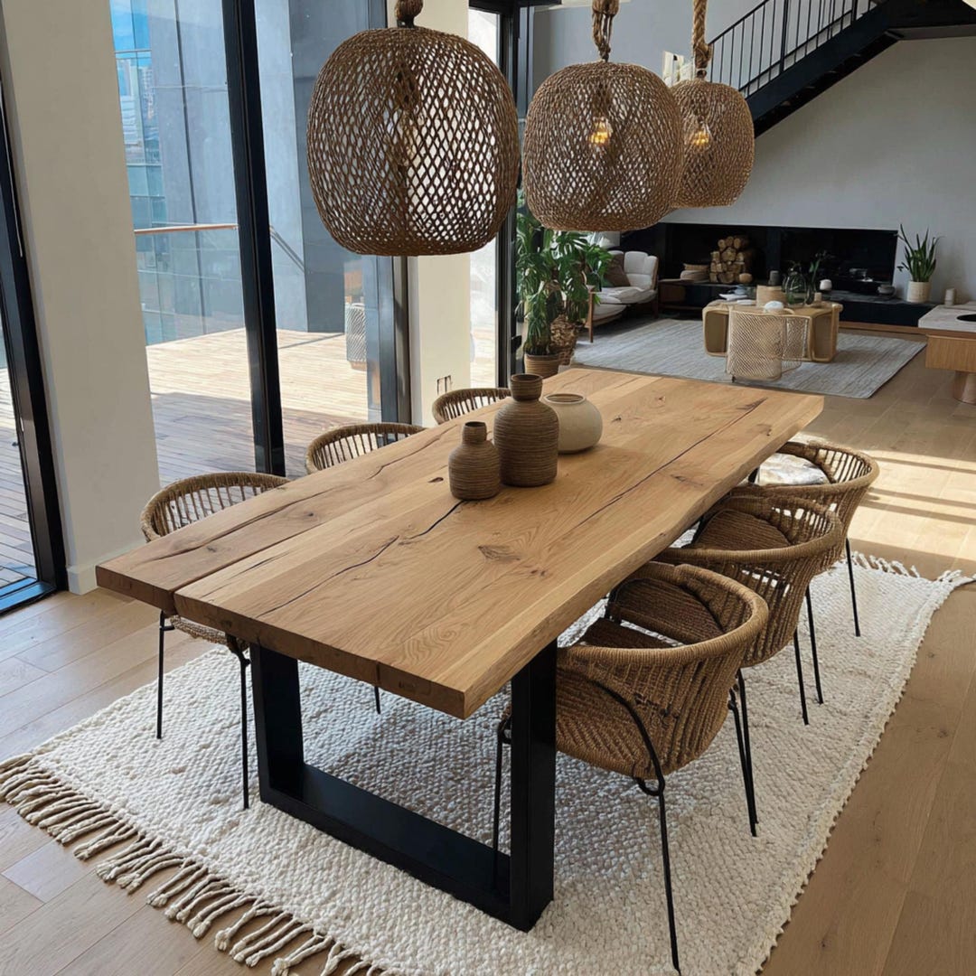 Handmade Rustic Wood Dining Table, Custom Solid Oak, Walnut - Etsy
