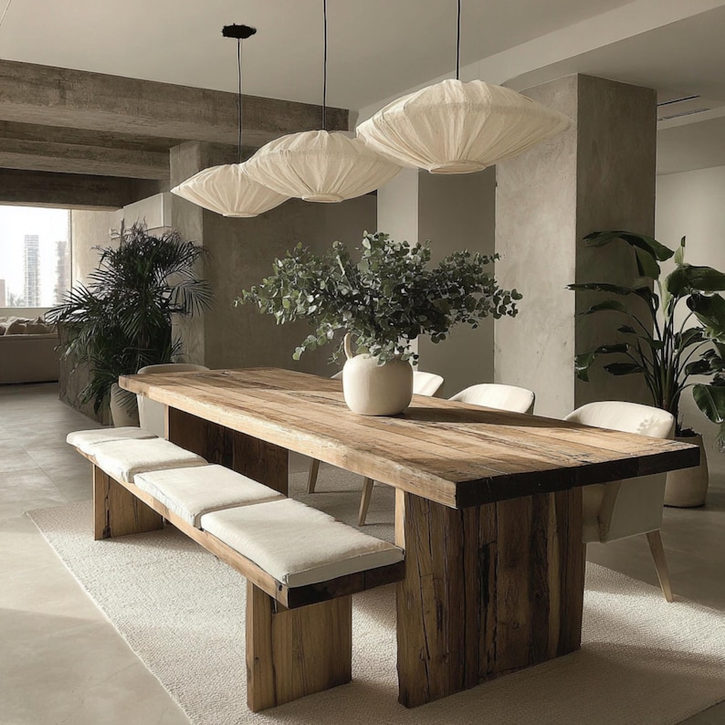 Handmade Rustic Solid Wood Dining Table, Custom Size - Etsy