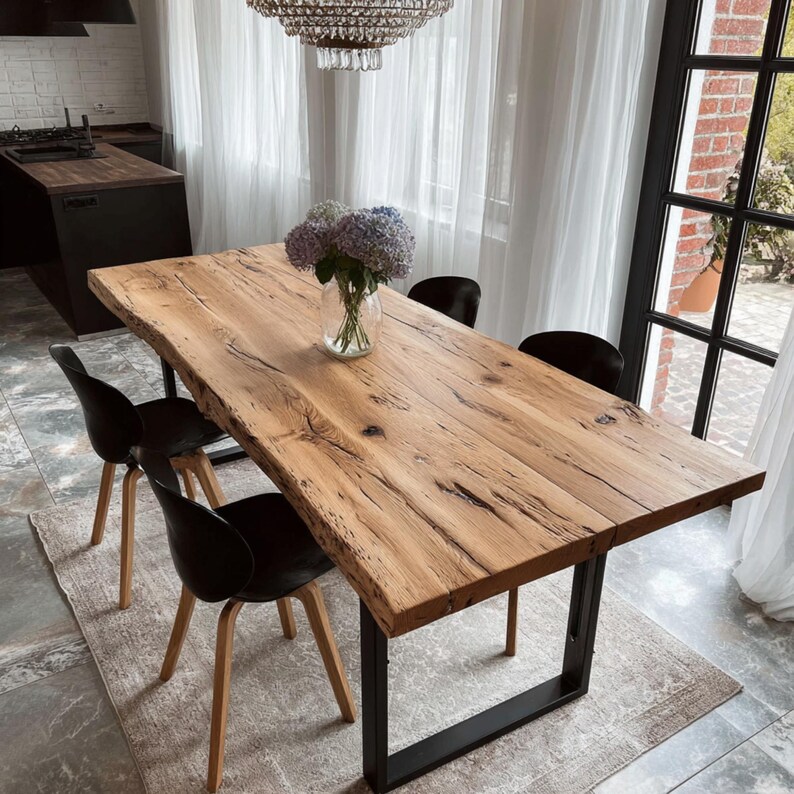 Handmade Walnut Dining Table, Rustic Modern Wood, Custom Size - Etsy
