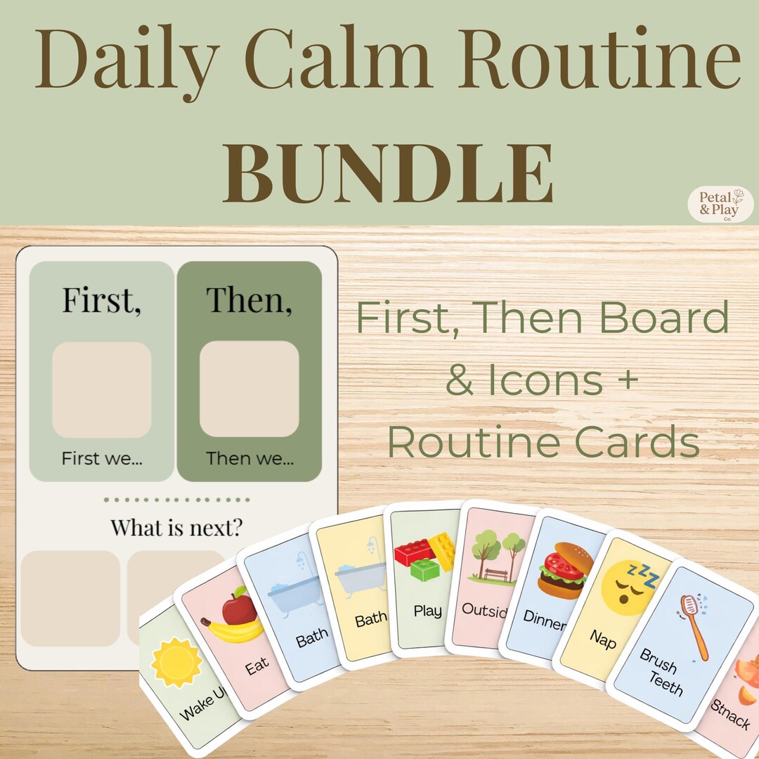Toddler Visual Routine Bundle | First Then Board + Routine Cards | Calm ...