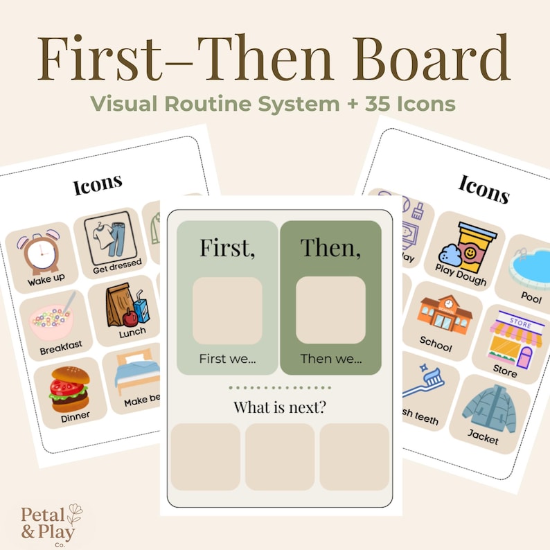 First Then Board | Visual Routine, Toddler Schedule (PDF Pattern) - Etsy