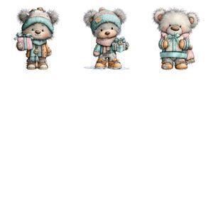 30 Holiday Winter Bear Clipart, Holiday Animals, Printable Image, Junk ...