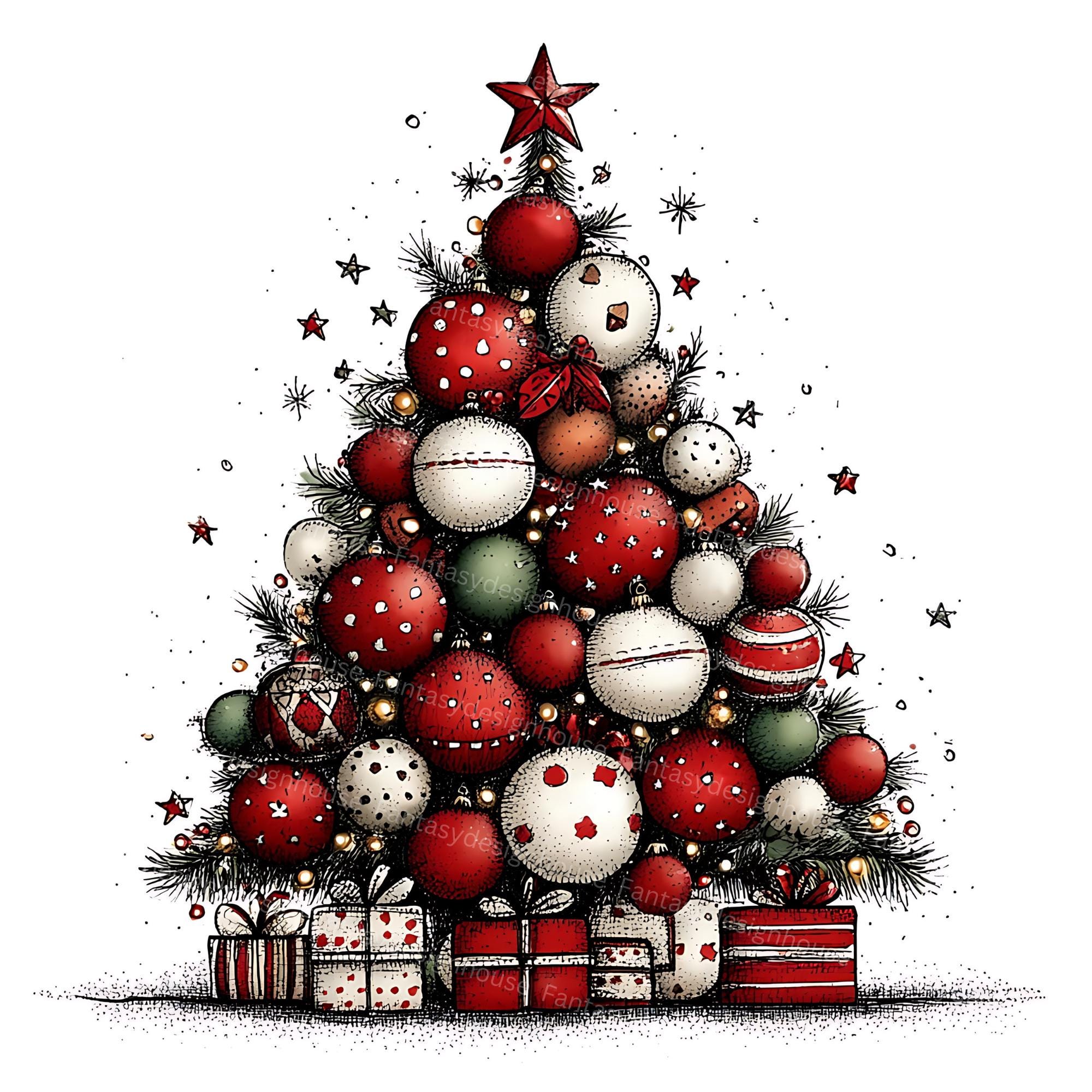 28 Christmas Tree Clipart, Holiday Illustration Bundle, Festive ...