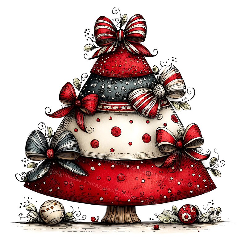 28 Christmas Tree Clipart, Holiday Illustration Bundle, Festive ...