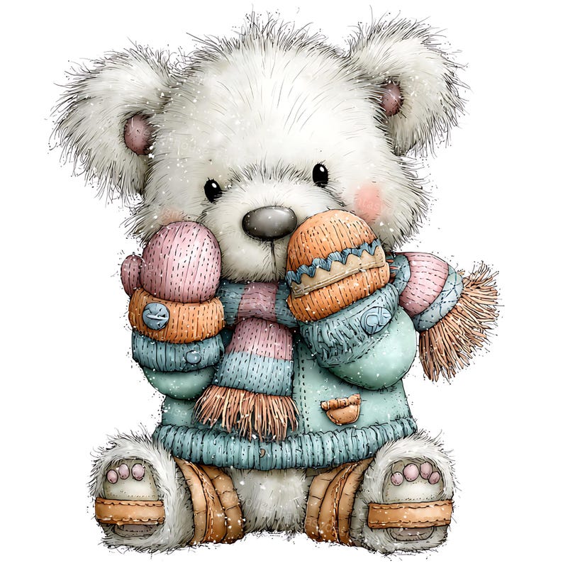 30 Holiday Winter Bear Clipart, Holiday Animals, Printable Image, Junk ...