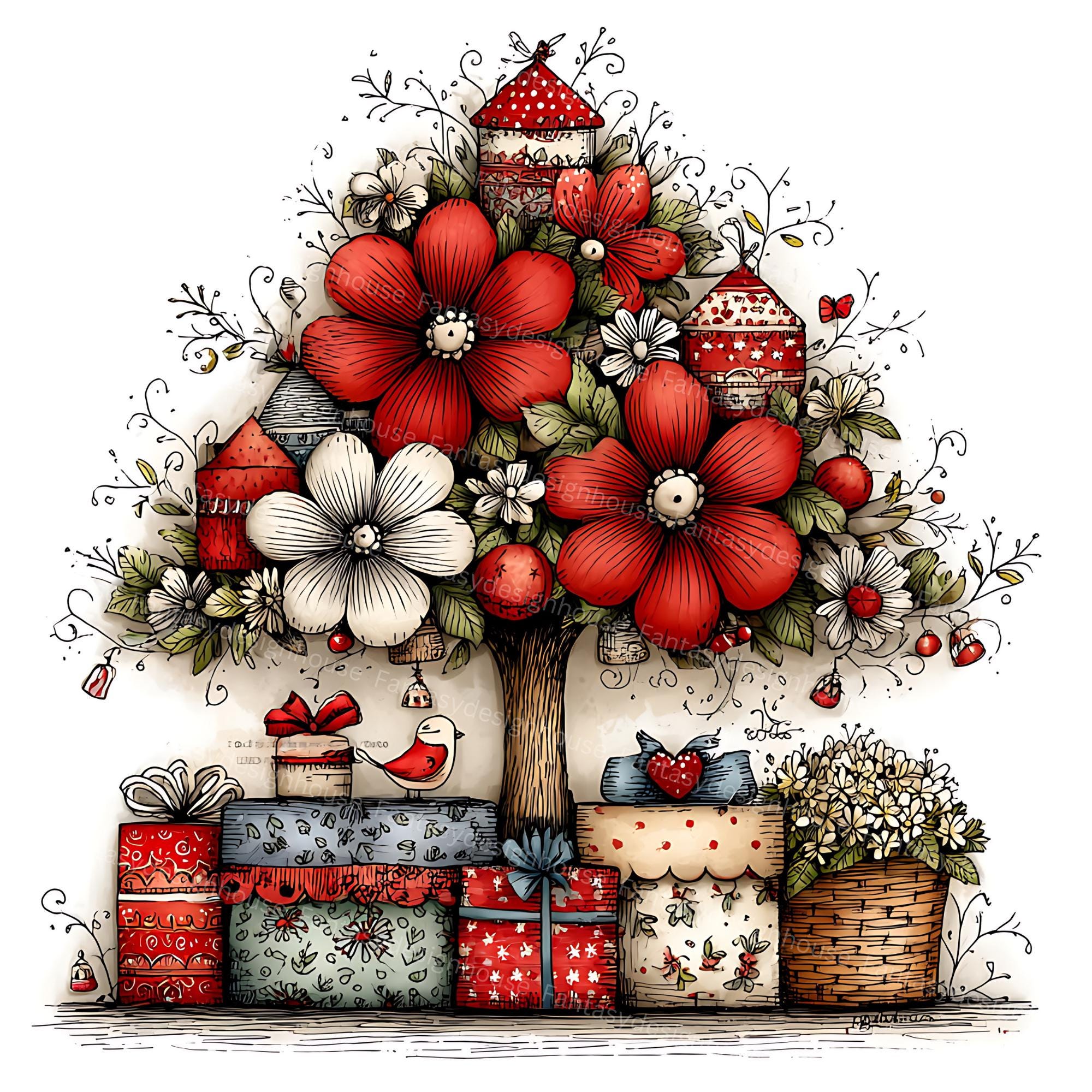28 Christmas Tree Clipart, Holiday Illustration Bundle, Festive ...