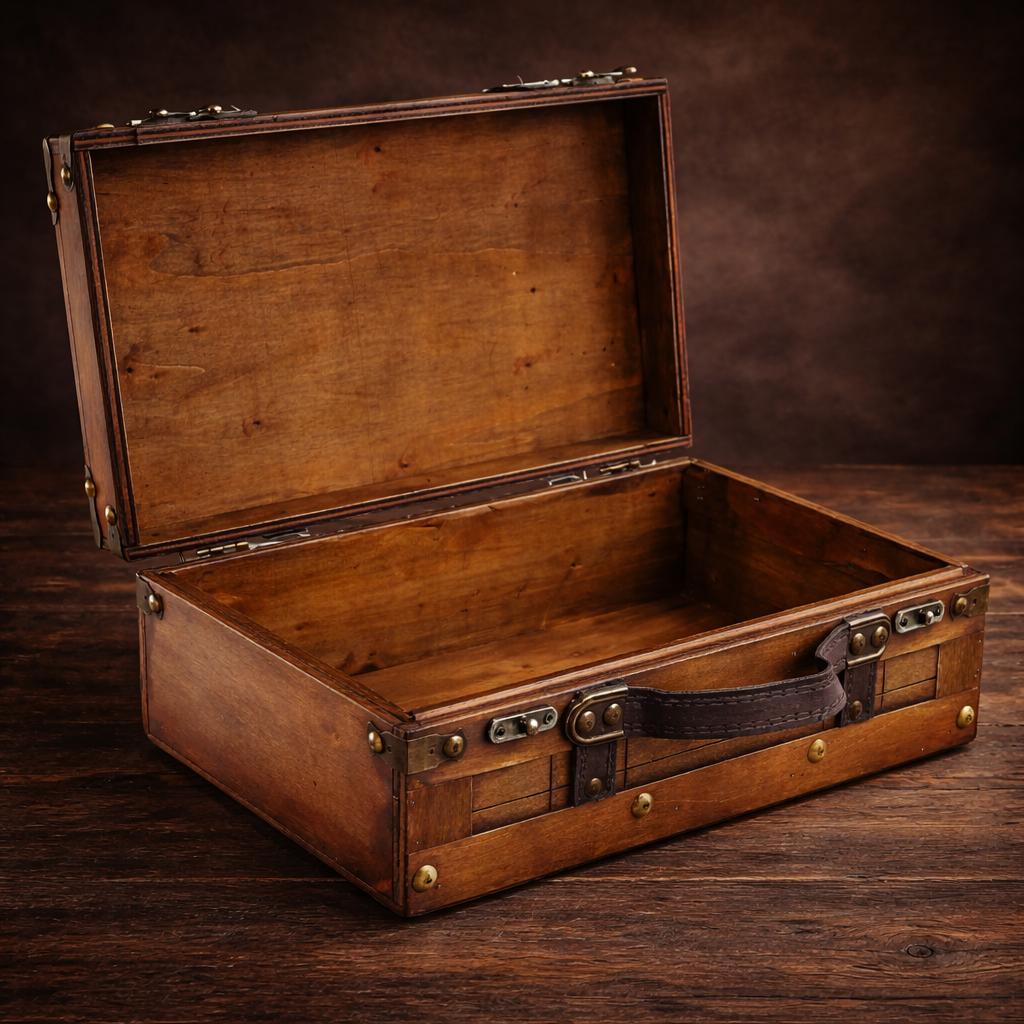 Wooden Treasure Chest Portable Vintage Jewelry Ticket Box Wood Storage ...