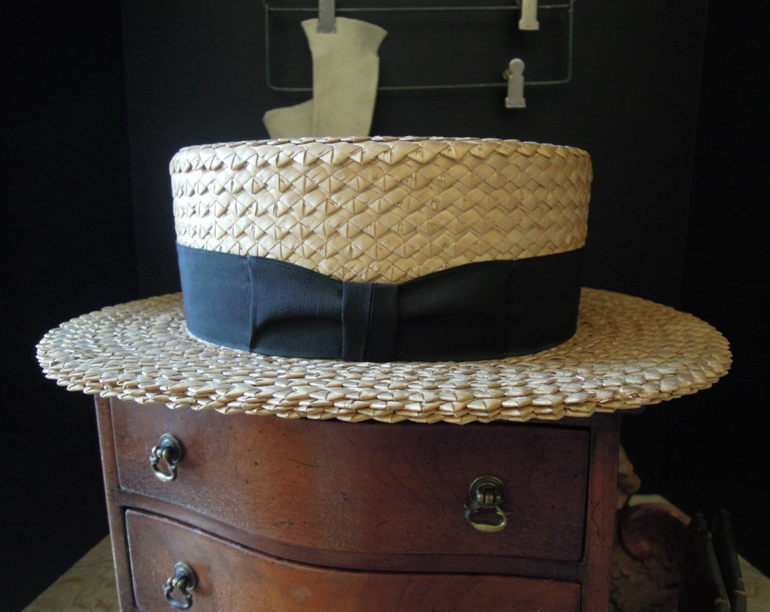 Vintage Boater Hat / Darien / Fifth Avenue New York / Vintage Skimmer ...