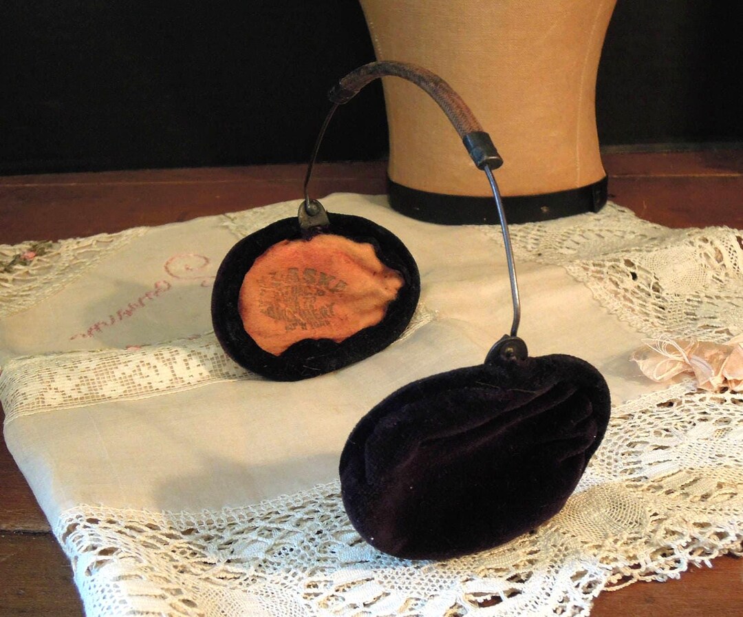 Antique Victorian Edwardian Children's Ear Muffs / Antique Black Velvet ...
