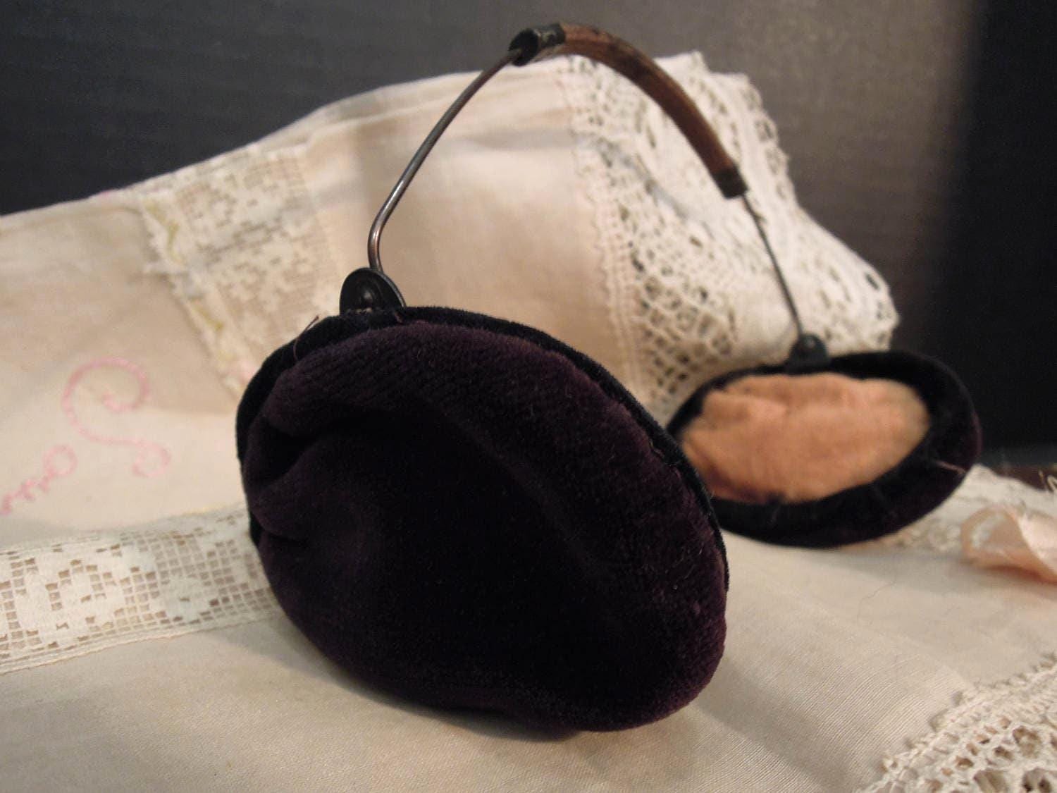 Antique Victorian Edwardian Children's Ear Muffs / Antique Black Velvet ...