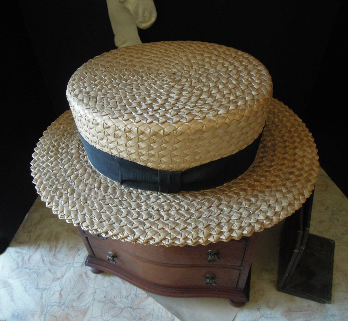 Vintage Boater Hat / Darien / Fifth Avenue New York / Vintage Skimmer ...