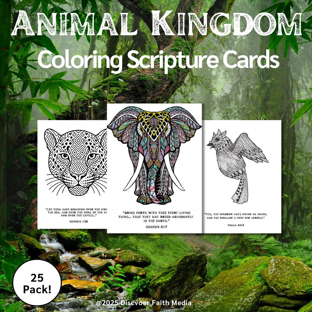Animal Kingdom Scripture Coloring Scripture Cards | Mandala Bible Verse ...