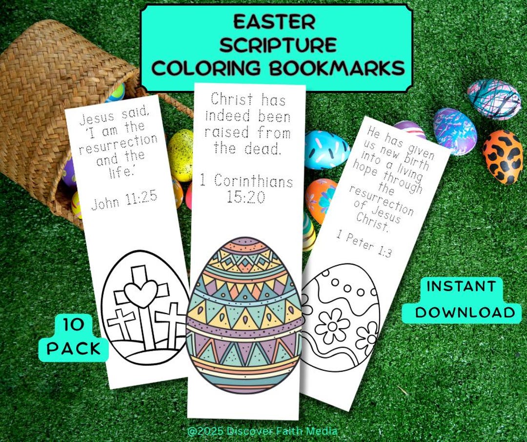 Easter Coloring Bookmarks | Bible Verse, Kid's Edition (PDF Download ...