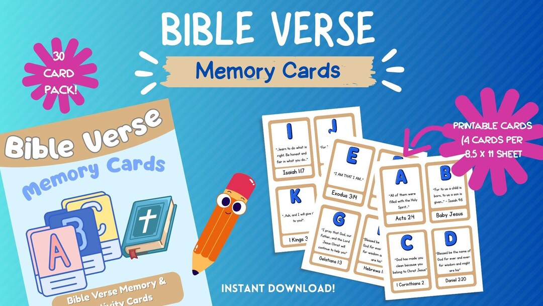 Bible Verse Memory Cards, Sunday School Activity (PDF) - Etsy
