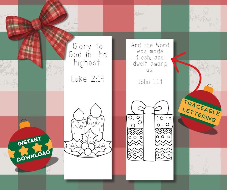 Christmas Bible Verse Coloring Bookmarks | Printable PDF (10 Pack) - Etsy