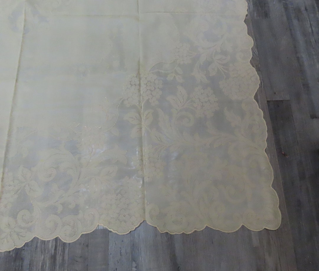 Vintage Large Banquet Embossed Vinyl Tablecloth Elegant Vinyl ...