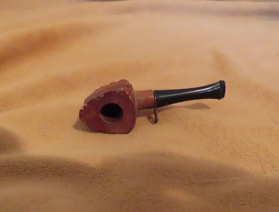 Antique Hand Carved Wood Pipe Watch Fob Native Americ… - Gem