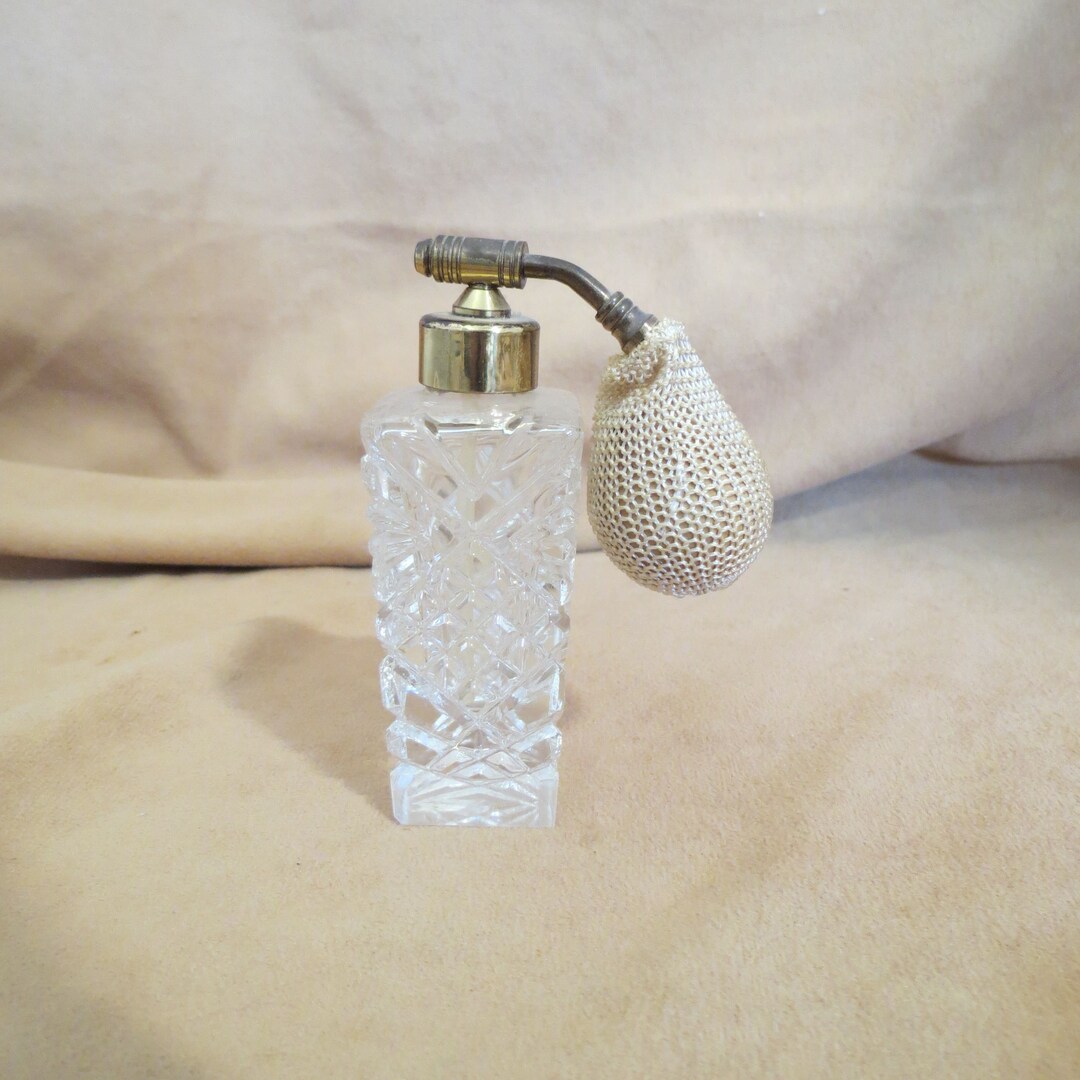 Vintage Cut and Fire Polished Glass Atomizer Brass Plated Fixtures - Etsy