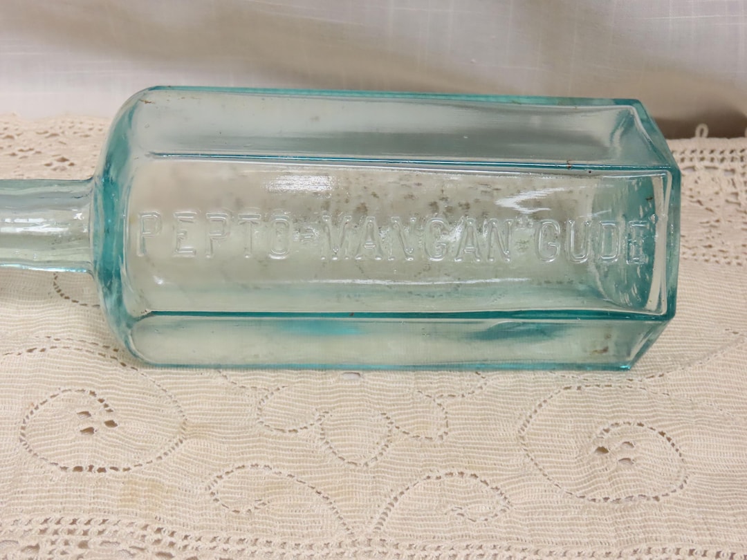 SALE Antique Pepto-mangan Gude Medicine Bottle Hand Blown Blue Glass ...