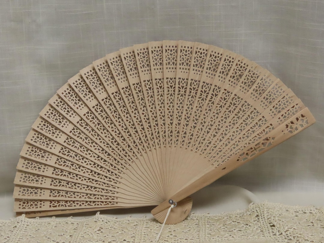 Vintage Folding Hand Carved Wood Splat Hand Fan With Tassel - Etsy