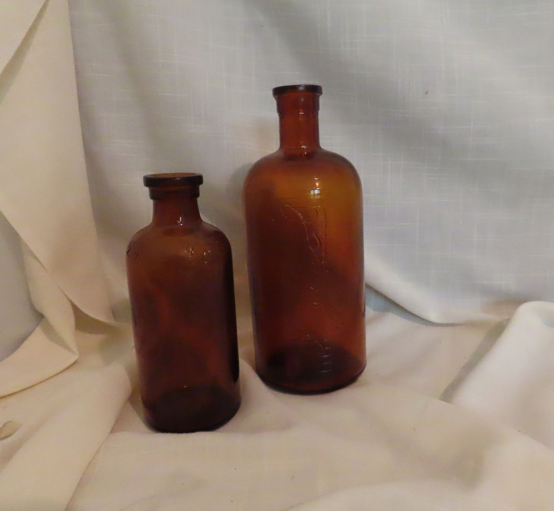 Antique Hand Blown Glass Lysol Bottle Amber Glass Bottles Advertising ...