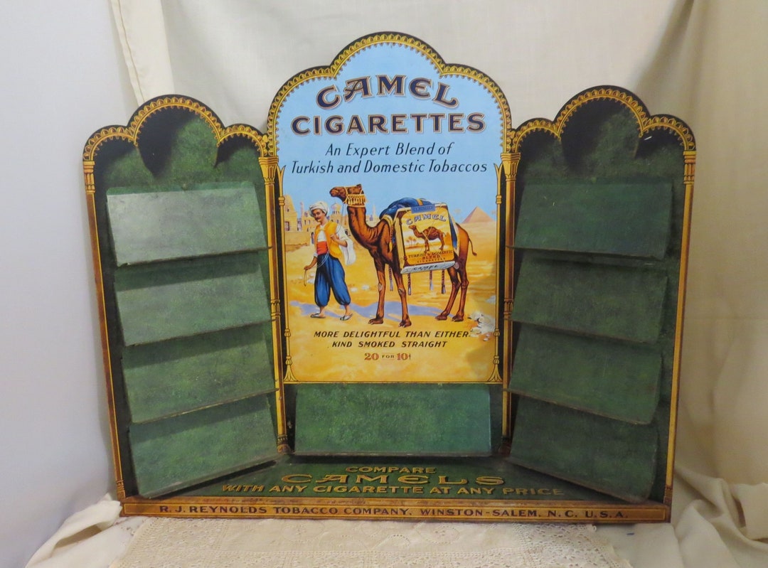 Antique Camel Cigarette Advertising Display Steel Lithograph Unfiltered ...