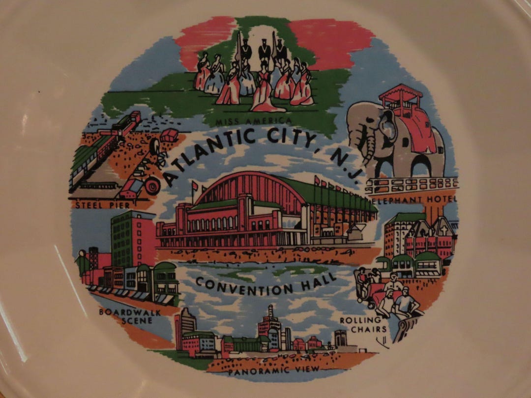 Vintage Atlantic City Souvenir Plate Multiview Souvenir Plate - Etsy
