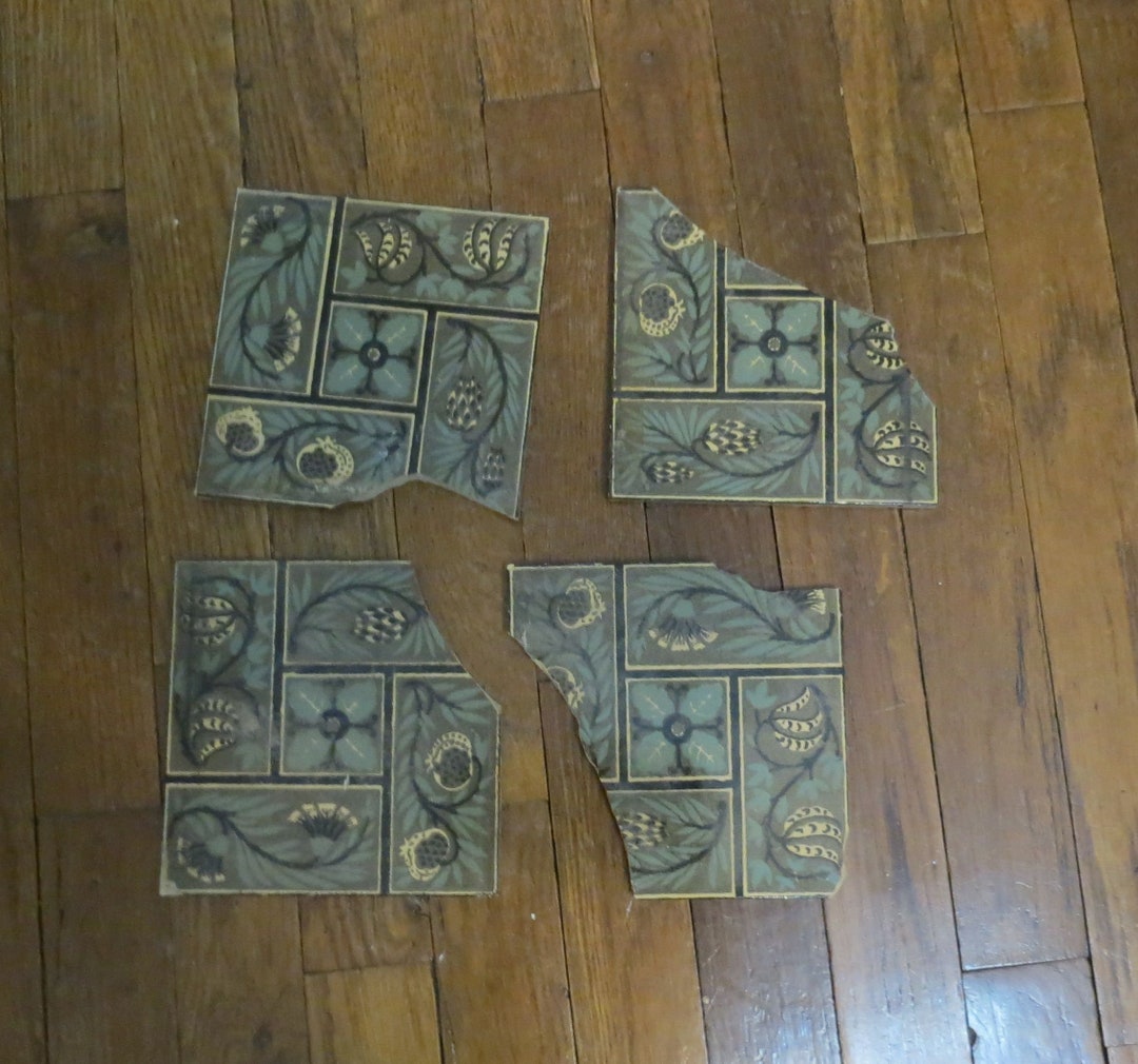 Antique MAW Tiles Hand Painted Art Nouveau Floreat Salopia Crafting ...