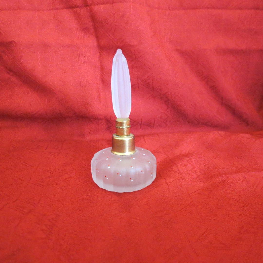 Vintage Satin Glass Perfume Bottle With Dabber Hand Painted Frosted ...