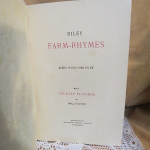 Antique Riley Farm-rhymes Poetry Book Country Pictures by Will Vawter ...