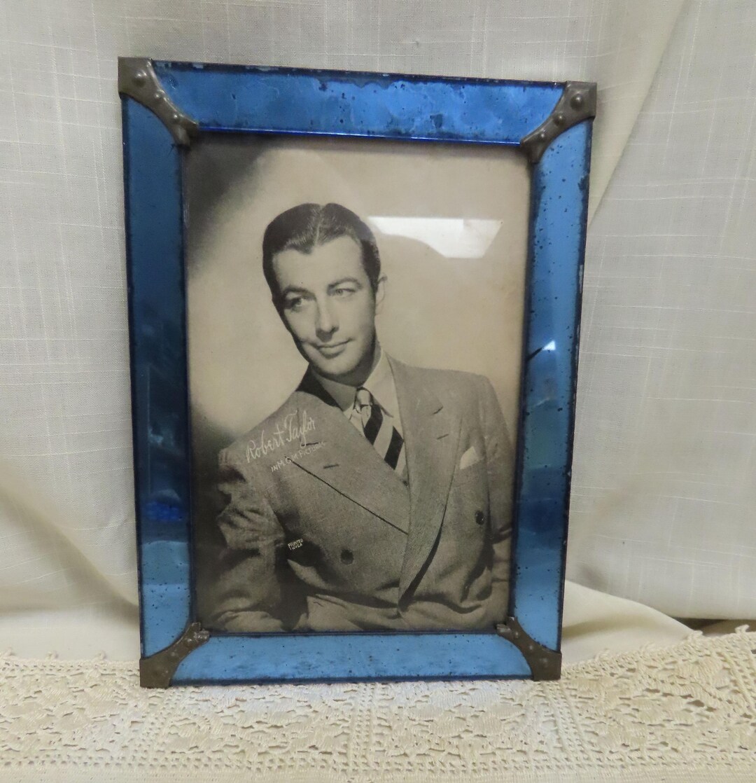 Vintage Blue Mirror Picture Frame Hollywood Regency Picture Frame ...