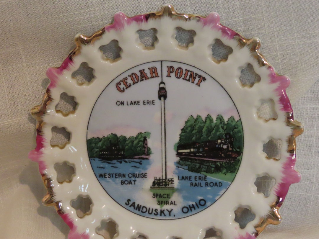 Vintage Cedar Point Souvenir Plate Sandusky Ohio Reticulated Plate ...
