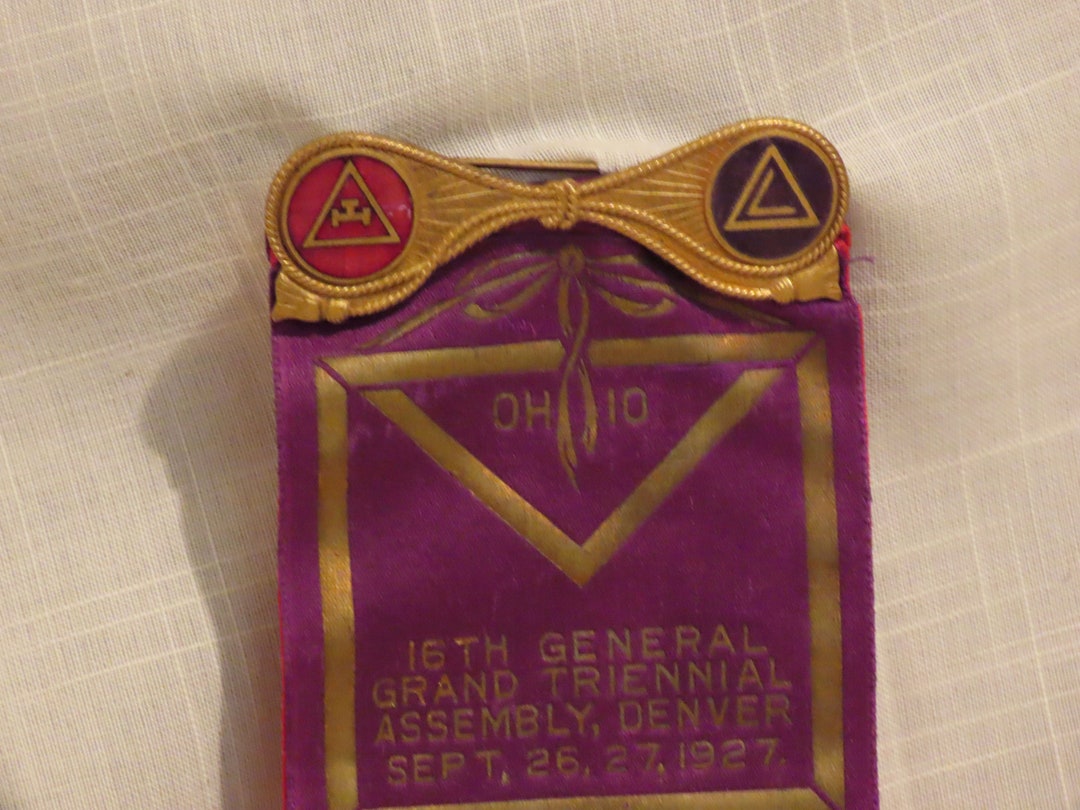 Vintage Masonic Ribbon Denver Assembly Ribbon Ohio Delegate 1927 Triple ...