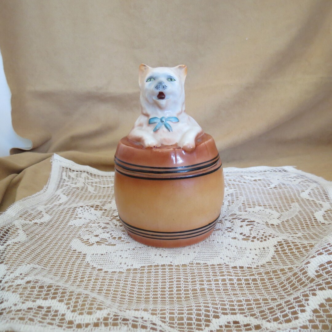 Antique Ceramic Cat Face Box Royal Bruxonia Austria - Etsy