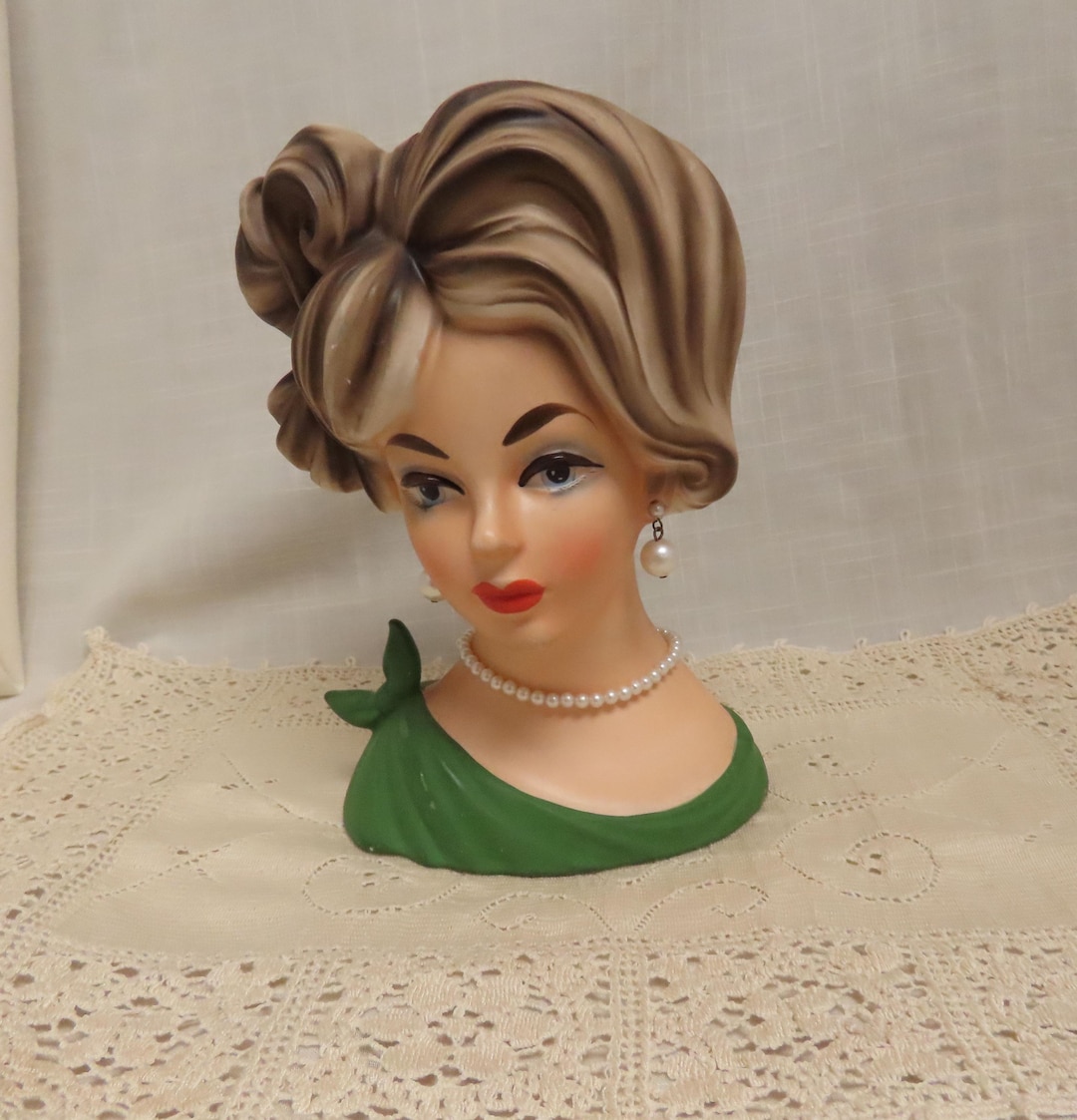 Vintage Napco Head Vase With Pearls C7234 Hand Painted Head Vase - Etsy