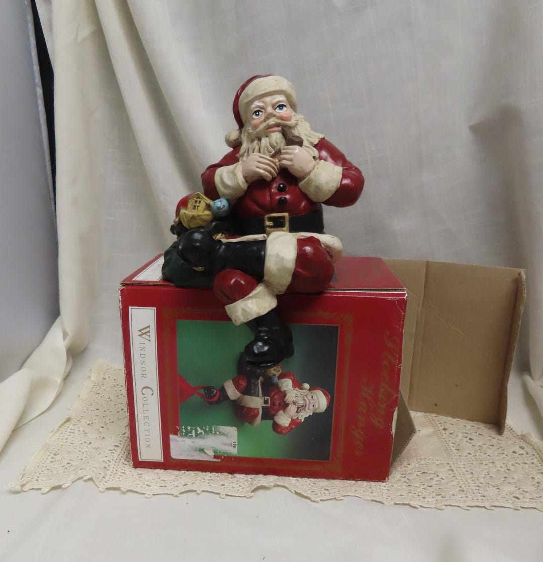 Vintage Shelf Sitter Stocking Hanger Santa Claus in Box Windsor ...